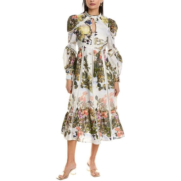 Ted Baker | Dresses | Ted Baker Ladder Trim Insert Highneck Linen Midi ...